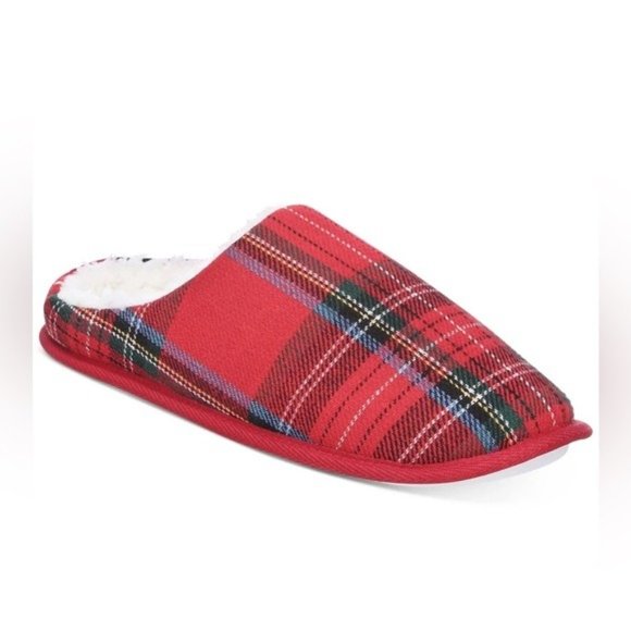 Club Room | Shoes | Club Room Mens Flannel Plaid Slide Slippers Red ...